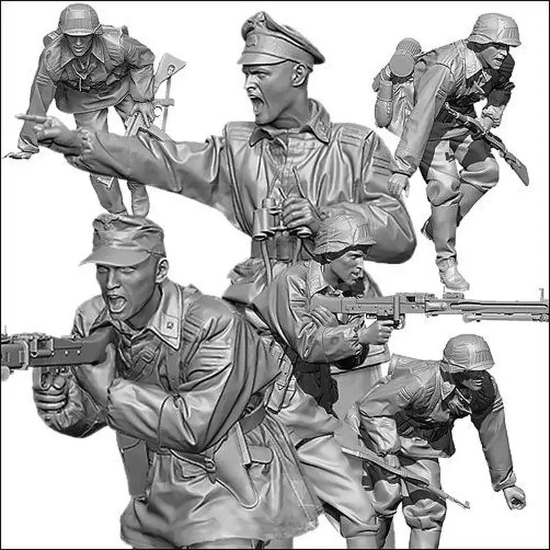 1-35-Scale-Ww2-Resin-Soldier-Figure-Model-Kit-British-Bren-Team-Set ...