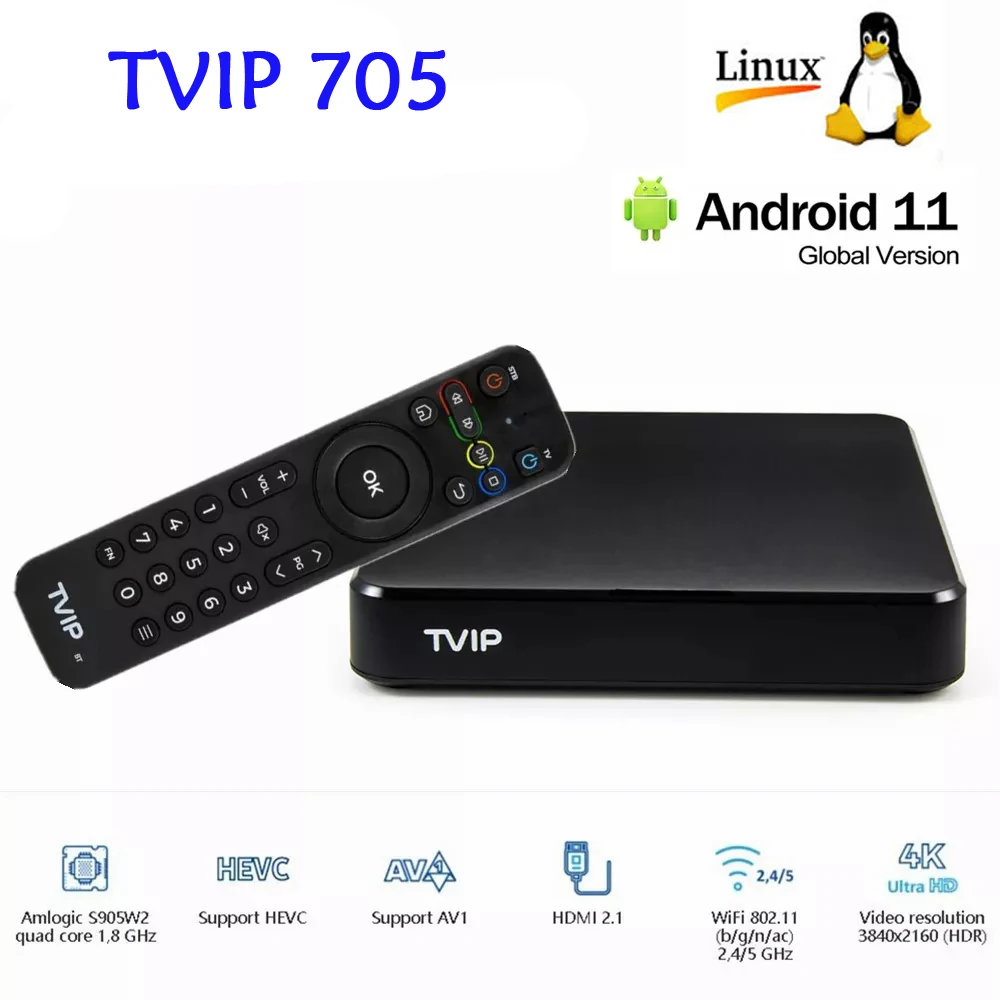 Tvip S-box V.705 4k Ultra Hd Linux & Android 11.0 Os Tv Box Amlogic S905w2 2.4/5g Wifi Tvip 705 ...