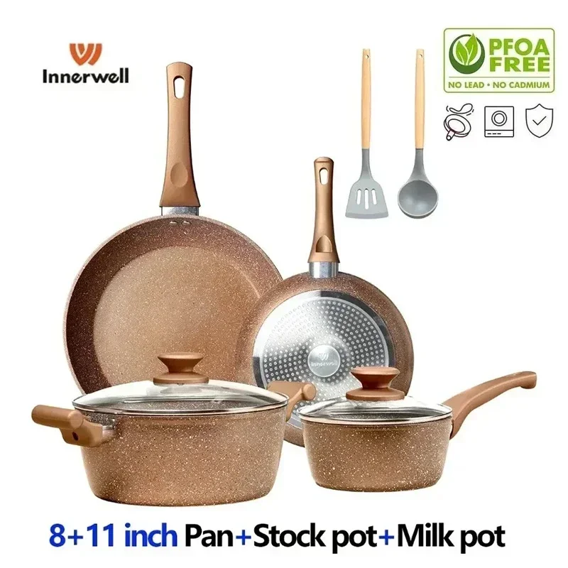 Innerwell-8pc-Kitchen-Frying-Pan-Soup-Pot-Milk-Pot-Set-Nonstick ...