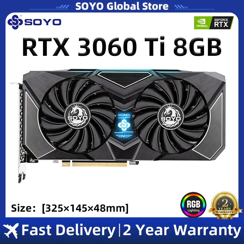 SOYO-RTX 3060 Placa gráfica TI, Computador desktop, PCI Express X16 4.0 ...