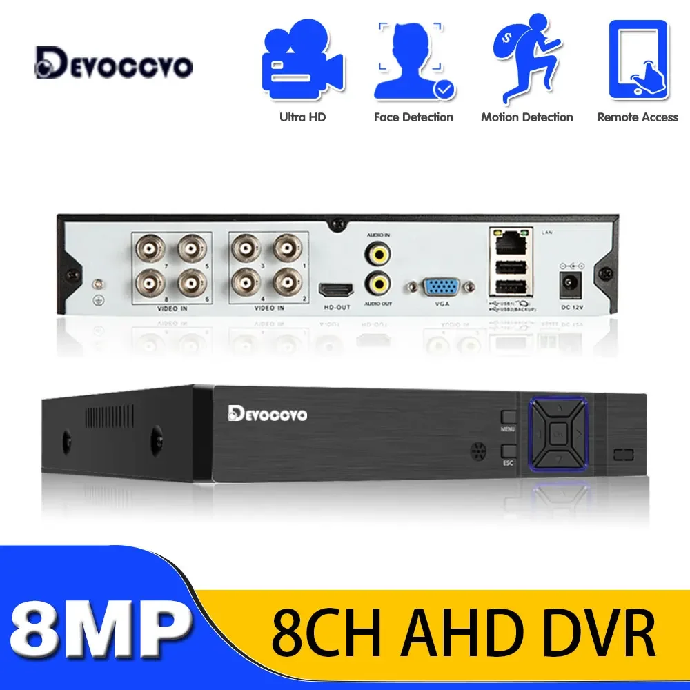 4K 8MP Video Surveillance AHD DVR Recorder with Audio Face Detection ...