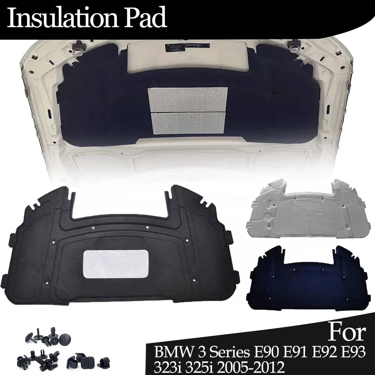 Front Engine Hood Insulation Pad Sound Heat Cotton Soundproof Mat Cover ...