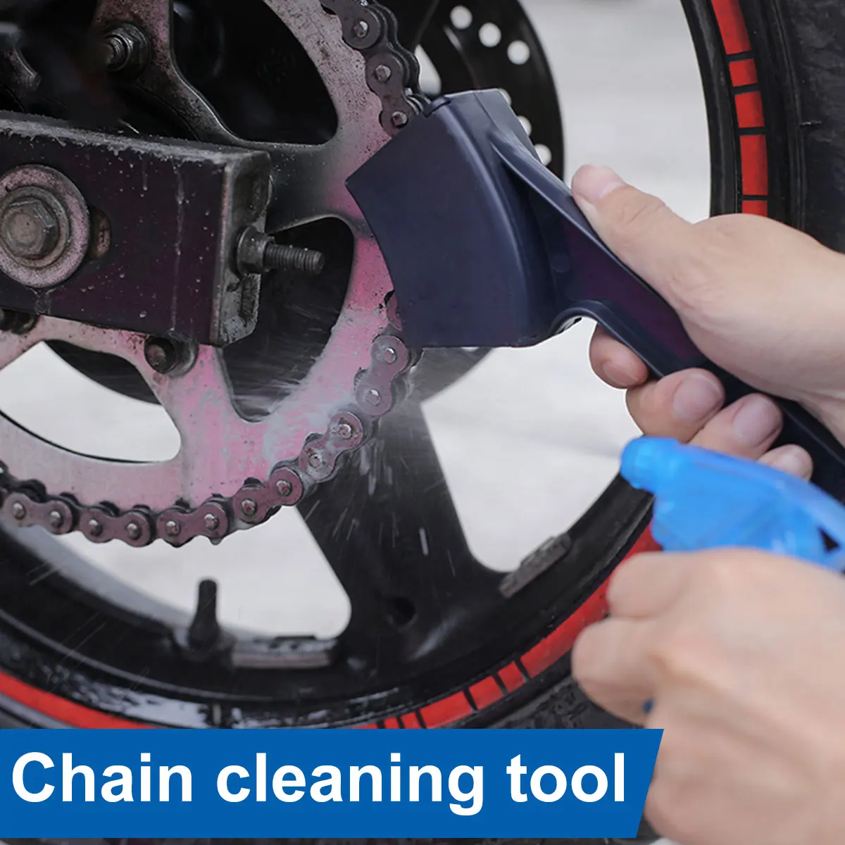 Motorcycle Bike Chain Cleaner Dual Heads Bicycle Cleaning Brush ...