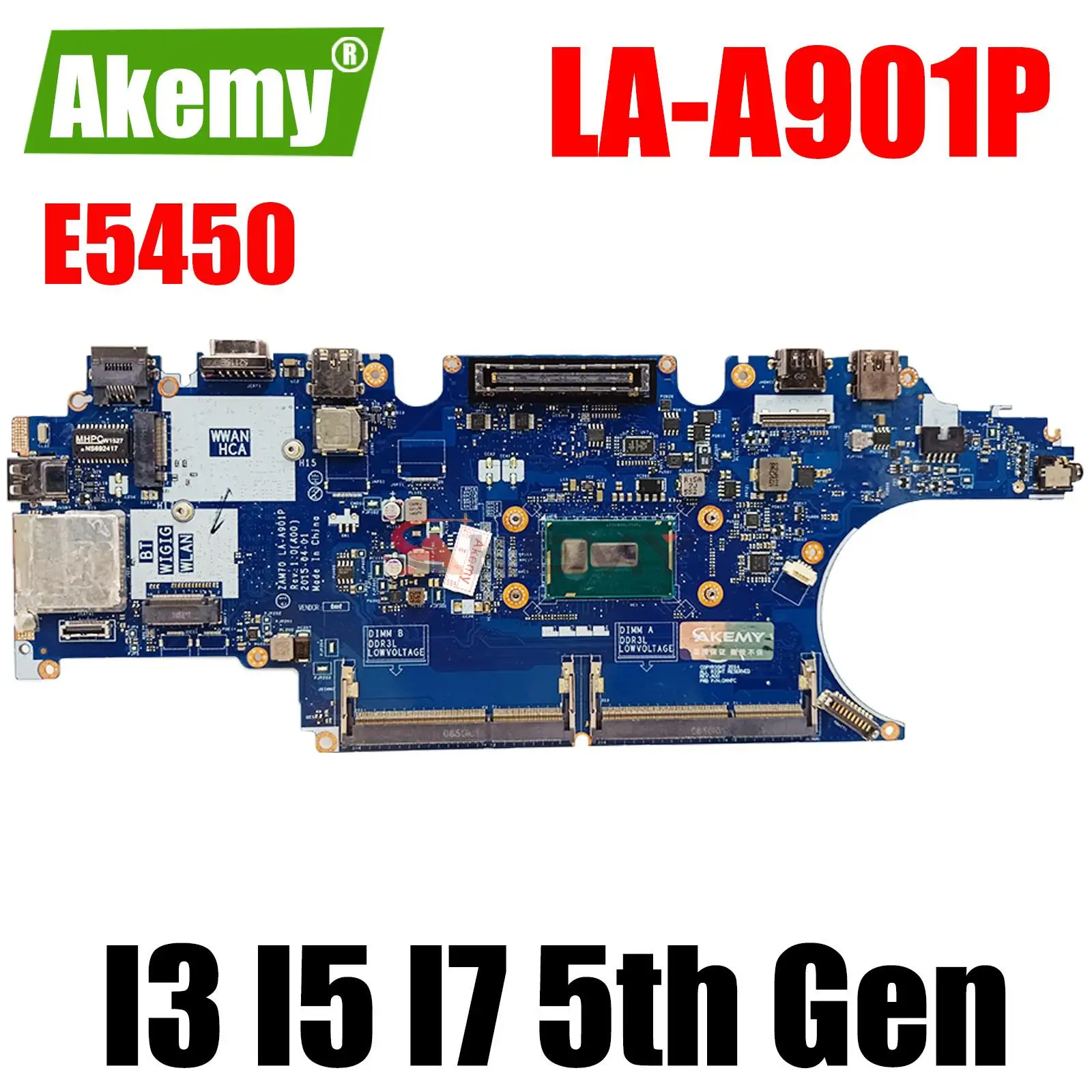 ZAM70 LA-A901P For Dell Latitude E5450 Laptop Motherboard With CPU I3 I5 I7 5th Gen 100% Fully ...