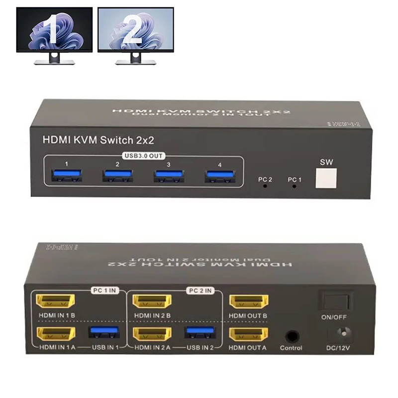 4K-60Hz-Dual-Display-HDMI-KVM-Switch-2-in-2-out-vs-HDMI-Displayport-USB ...