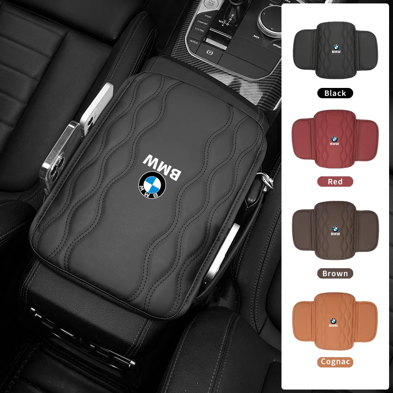 Car-Armrest-Mat-Leather-Car-Logo-Pad-Armrest-Storage-Bag-Elbow-Support ...