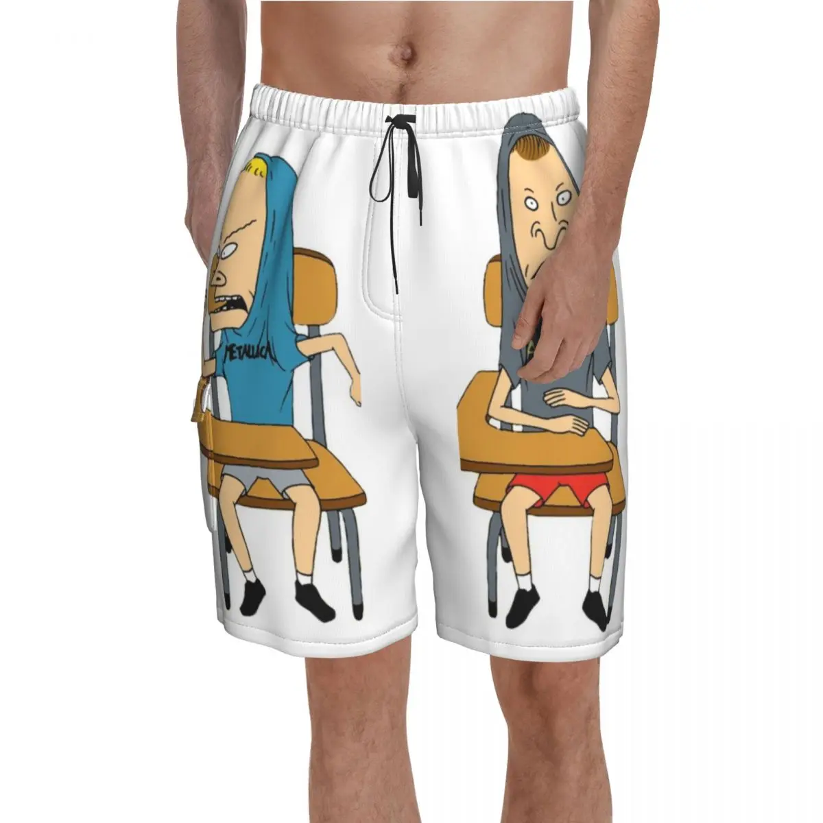 Beavis And Butthead At Desk Board Shorts Cartoon Beach Short Pants ...