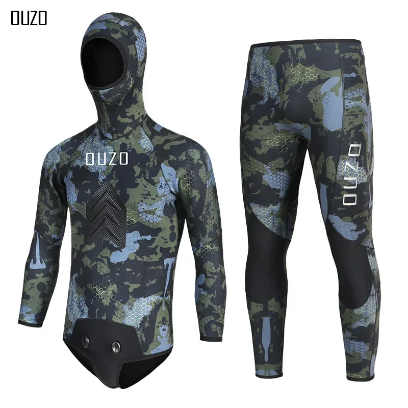 7MM Spearfishing Wetsuit CR Smooth Skin Diving Suit OUZO Split ...