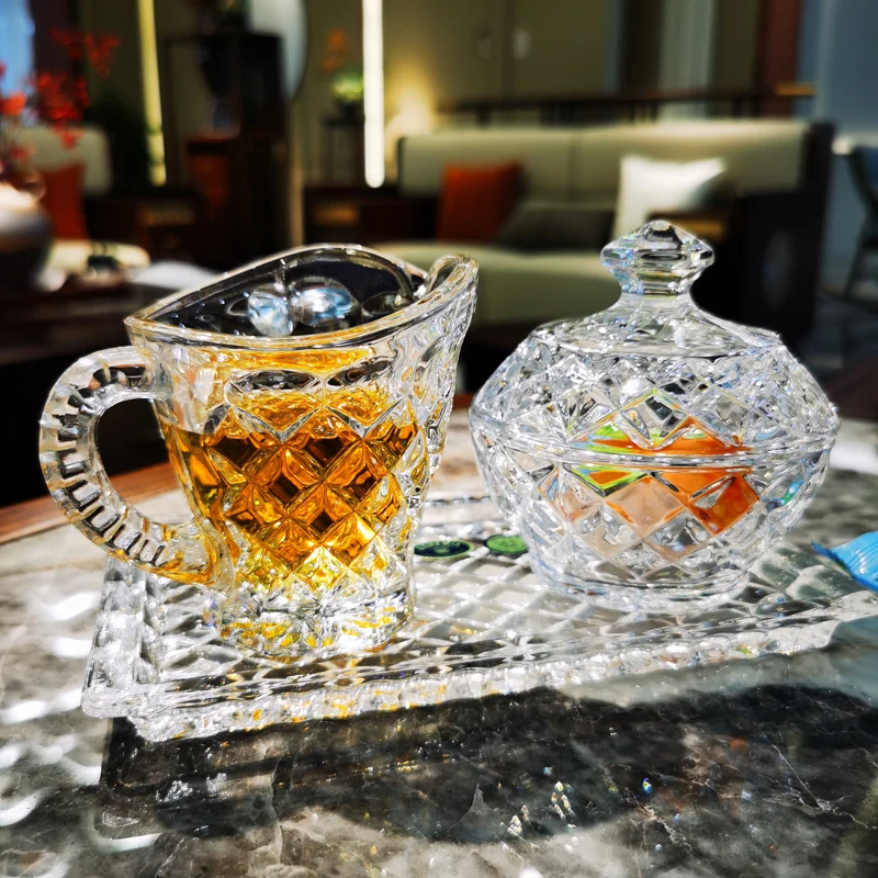 Crystal glass tray, sugar tank, milk , western tank with lid - buy at ...