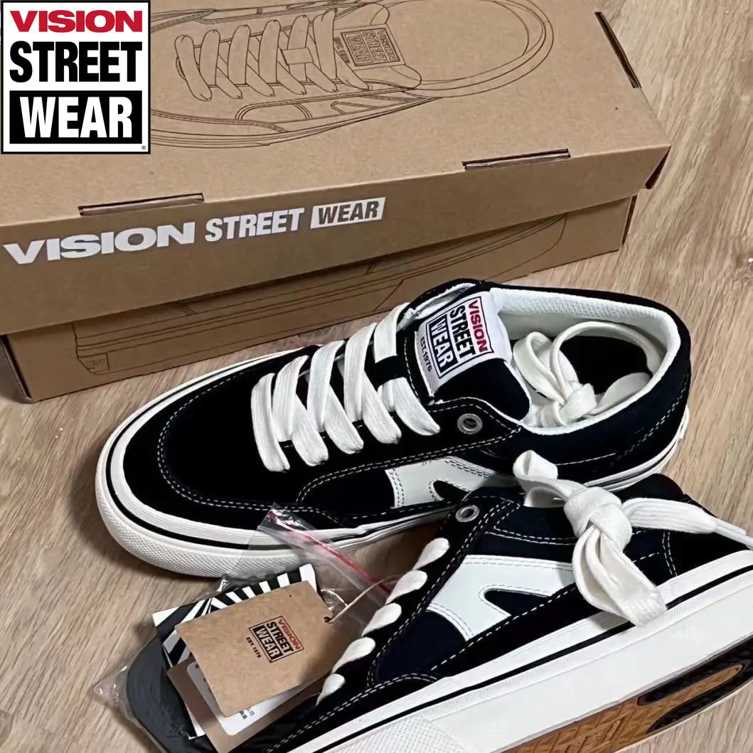 VISION-STREET-WEAR-Retro-Classic-Black-Low-Top-Canvas-Shoes-Street ...