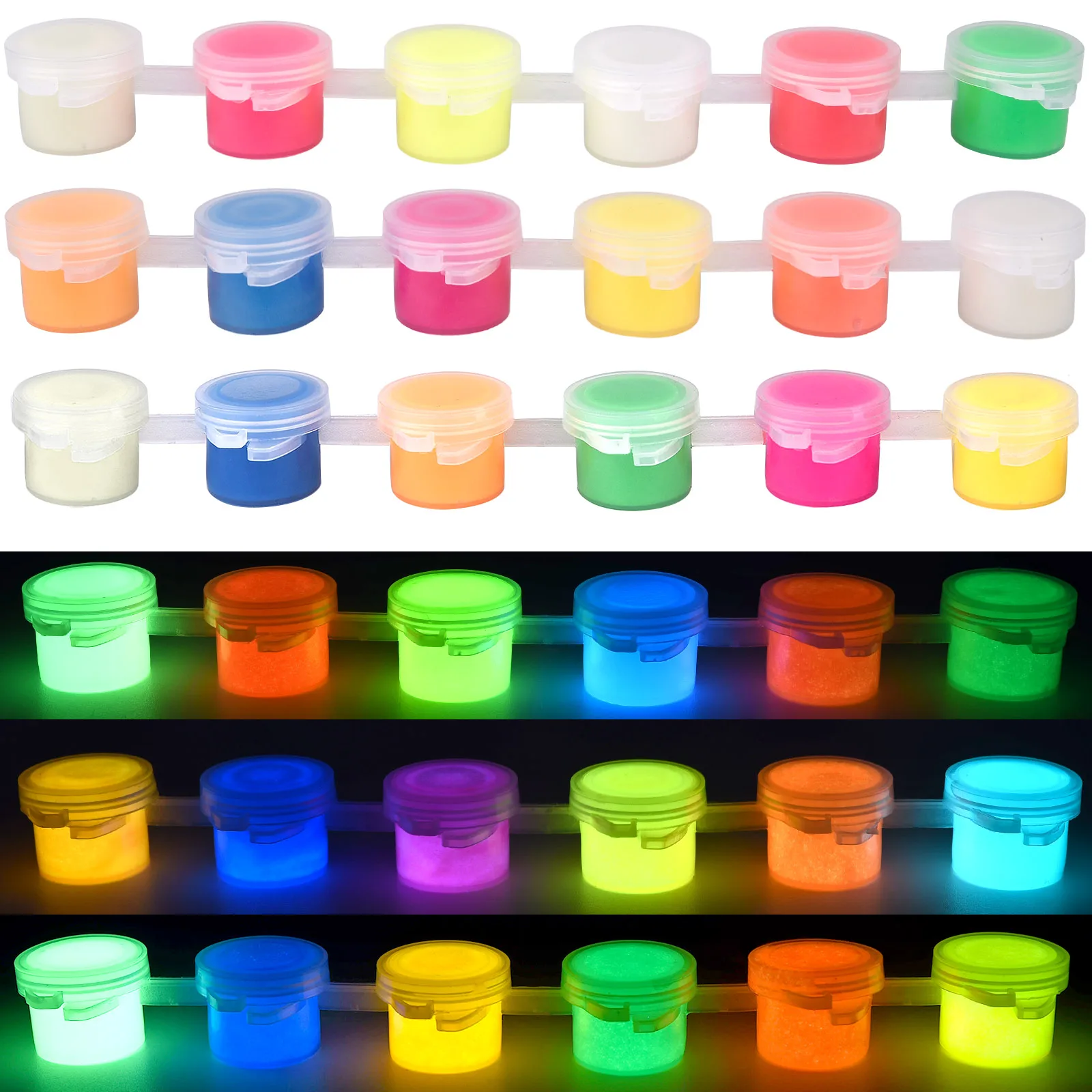 6colors/Set Fluorescent Acrylic Luminous Pigment Glow In Dark Hand ...