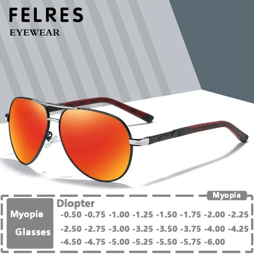 Classic Oval Alloy Myopia Glasses Men Pilot Polarized Driving Coating ...