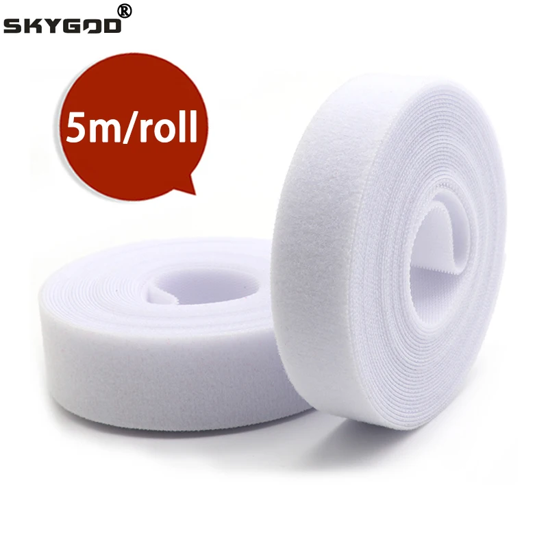 5m-roll-Cable-Ties-Reusable-Loop-Bundle-Self-Adhesive-White-Nylon-Strap ...