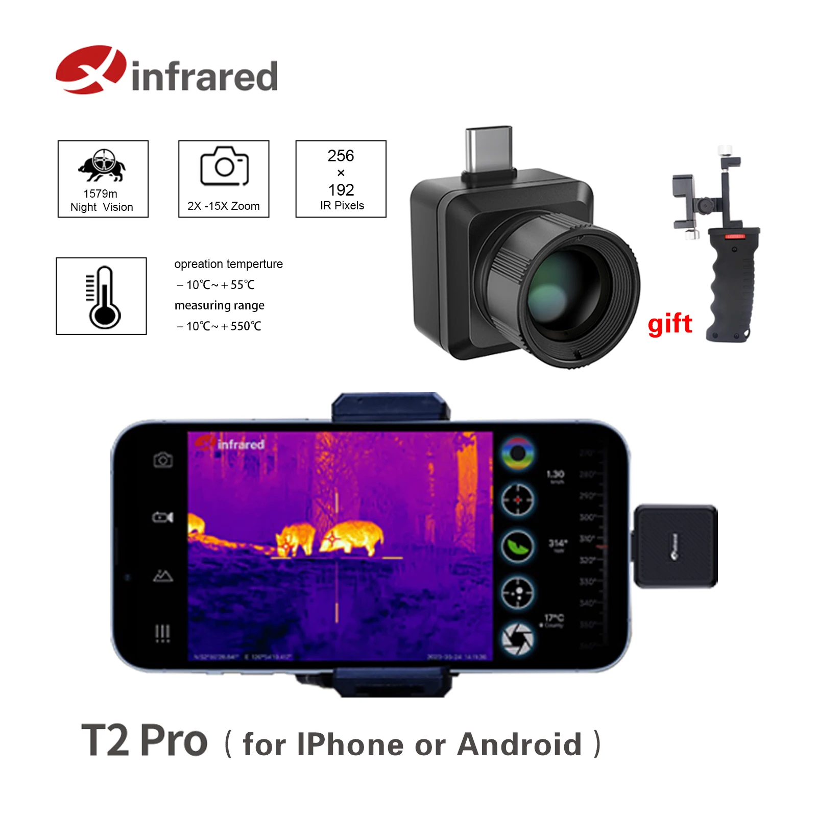 InfiRay T2 PRO Infrared Thermal Imager for Outdoor Hunting Camera Night Vision Remote Thermal ...