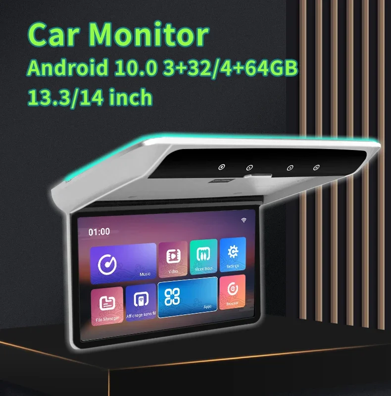 Car-Monitor-Android-10-Ceiling-TV-IPS-FHD-Screen-Multimedia-Player-Support-4K-Video-Decoding ...