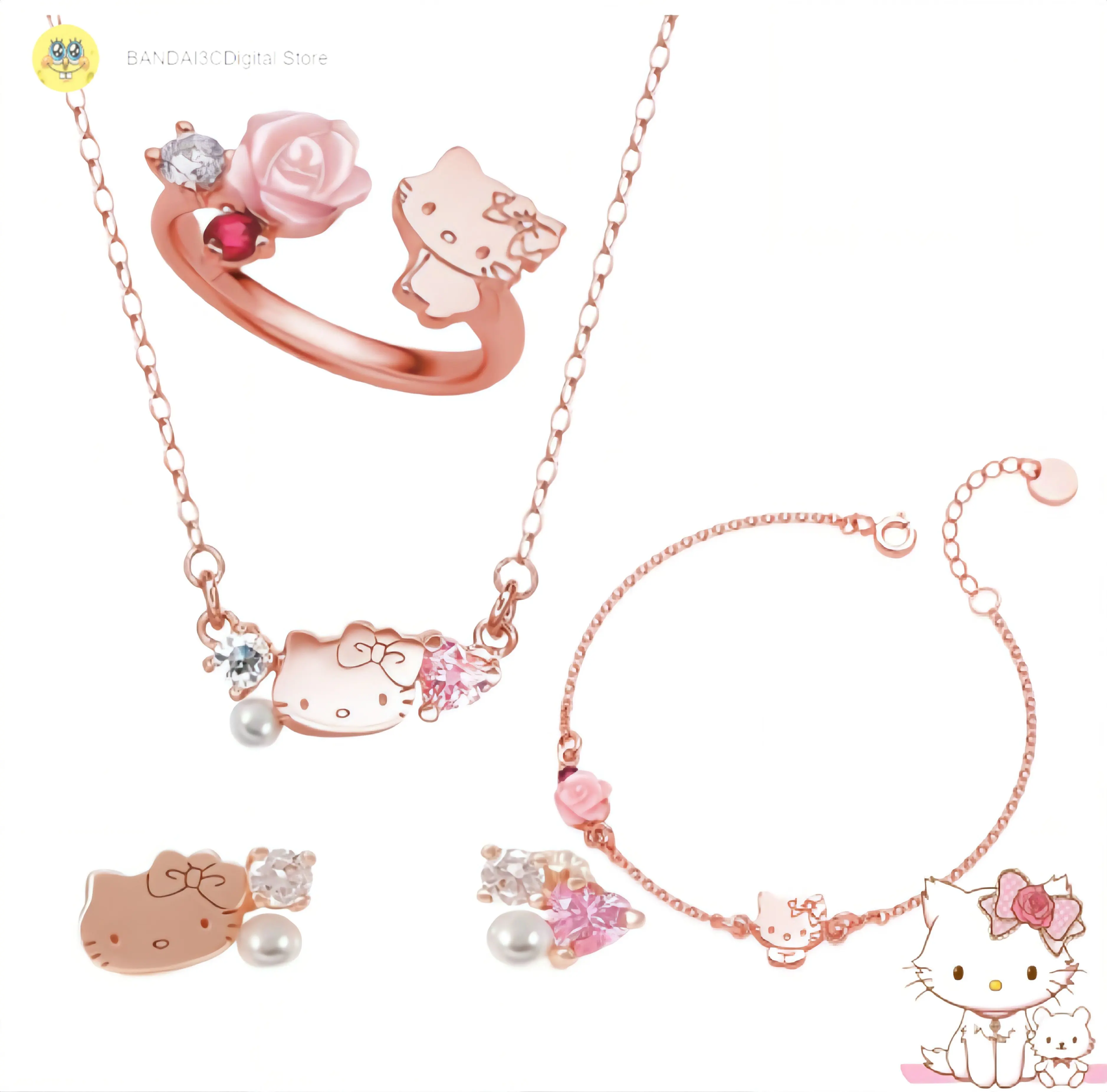 4pcs-Sanrio-Hello-Kitty-Rose-Gold-Ring-Sweet-kawaii-Cartoon-Unique-Rose ...