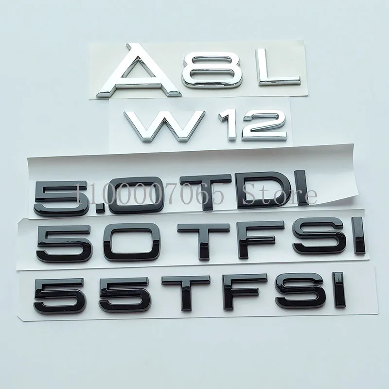 ABS Letters Numbers Emblem for Audi A8 A8L 40TFSI 45TFSI 50TFSI 55TFSI ...