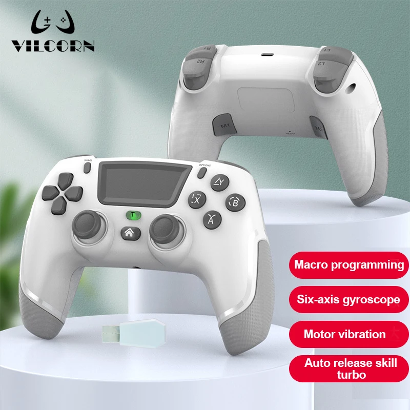 VILCORN Elite Wireless Game Controller for PS4 Slim/Pro Dual Vibration Gamepad PC USB With Six ...