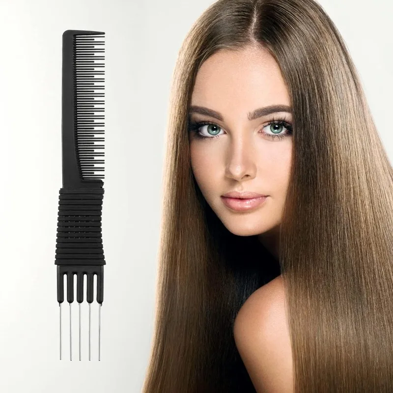 3-Pack-Black-Carbon-Lift-Teasing-Combs-with-Metal-Prong-Salon-Teasing ...