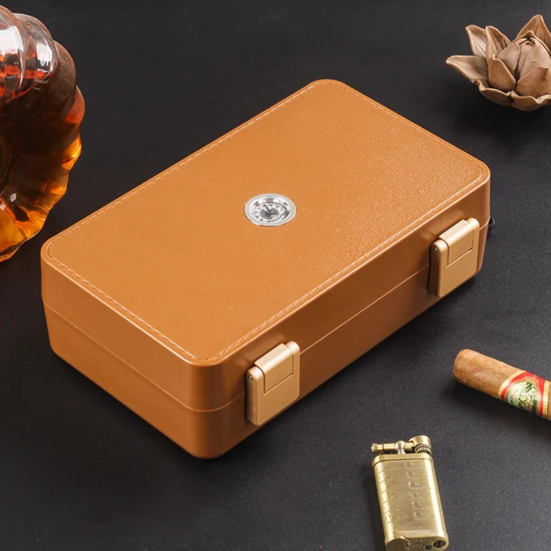 Portable-Cedar-Wood-Cigar-Humidor-Box-Travel-sealing-Leather-Cigar-Case ...