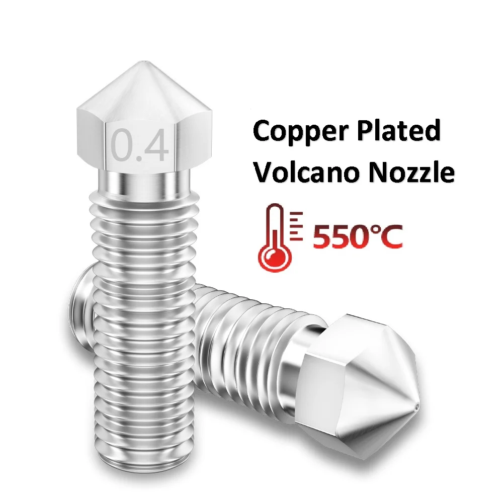 MEGA 1pc 3D Printer Volcano Nozzle Copper Plated MaxTemp 550 High ...