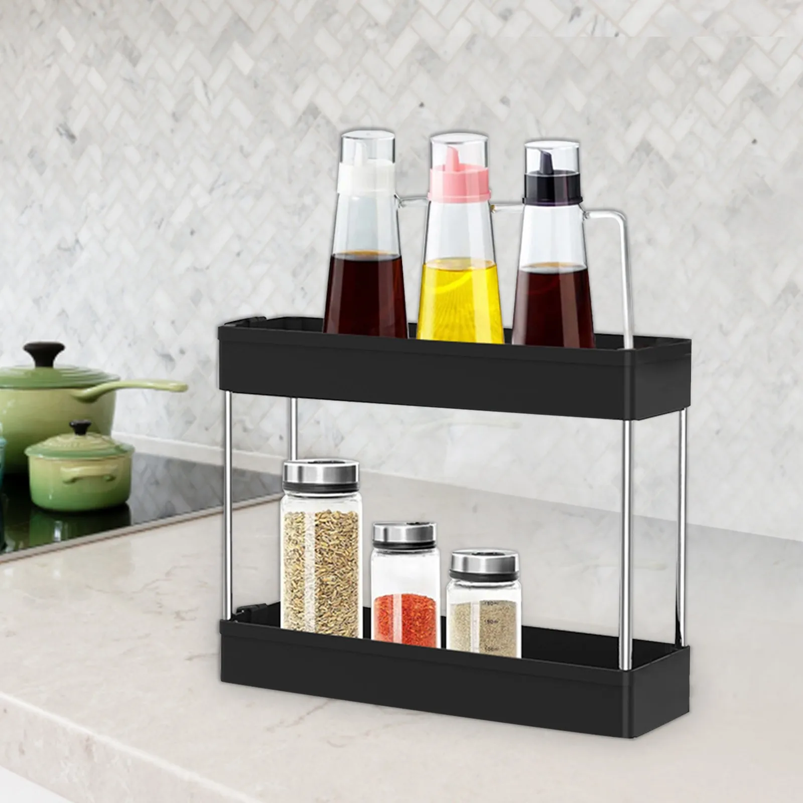 Multi purpose Double layer Detachable Storage Rack Punch free Bathroom ...