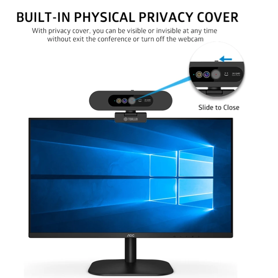Video Camera Buy TOALLIN 2K QHD Webcam With Windows Hello, Facial Re ...