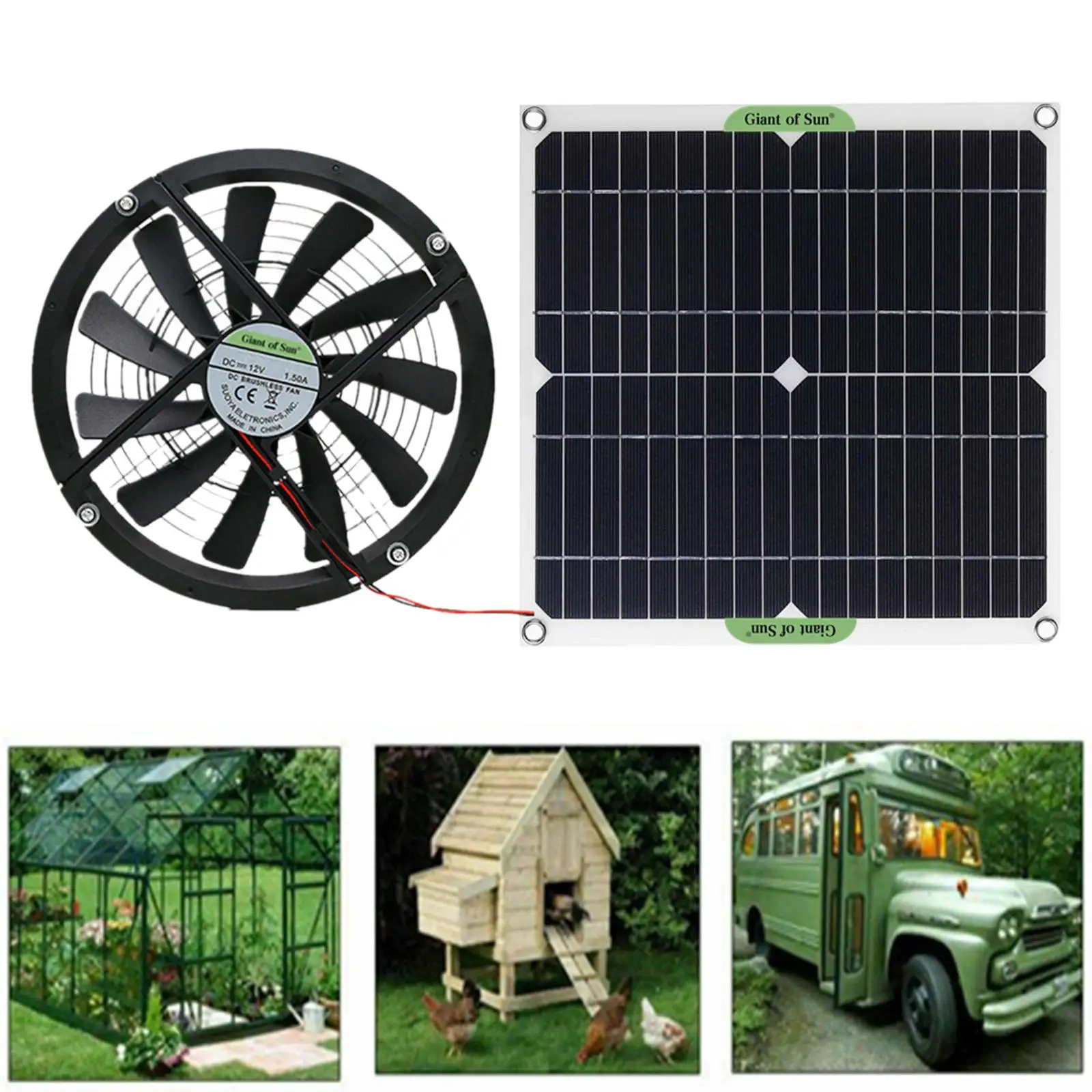 100W-Solar-Panel-Powered-Fan-10-Inch-Mini-Ventilator-Solar-Exhaust-Fan ...