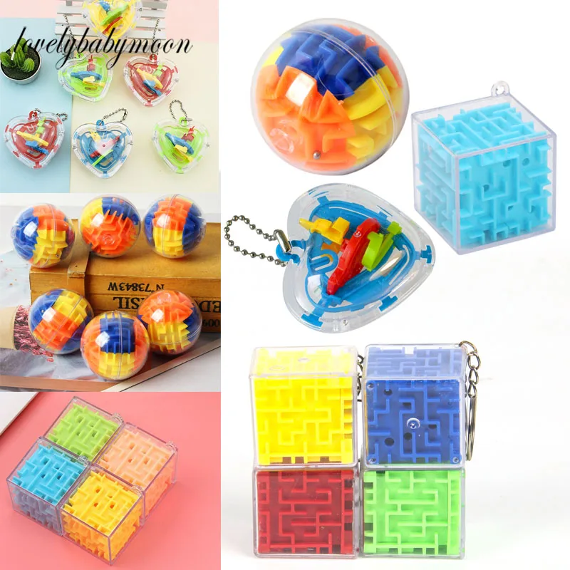 3d Cube Puzzle Maze Steel Ball Game Toys Case Box Fun Brain Game Toys ...
