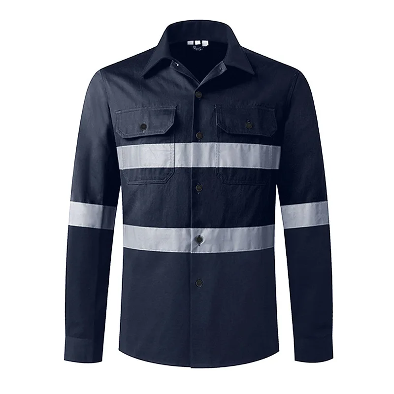 Camisa de seguridad Hi Vis azul marino, camisa de manga larga de ...