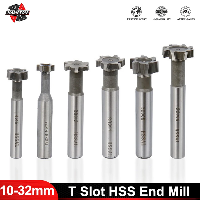 Hampton T Slot Milling Cutter 10 12 14 16 20 25 30 32Mmเหล็กความเร็วสูง ...