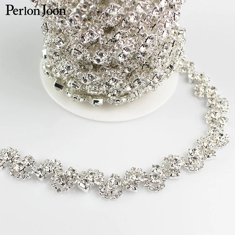 1-Yard-Metal-Chain-Ribbon-For-Party-Wedding-Dresses-And-Bags-2-Crystal ...