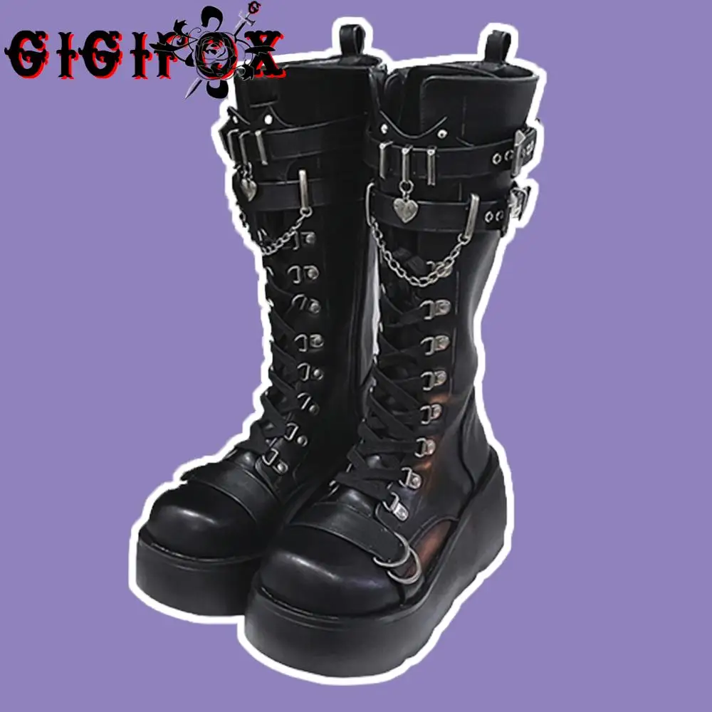 Goth Platform Boots Buckles | Buckle Platform Goth Punk Boots ...