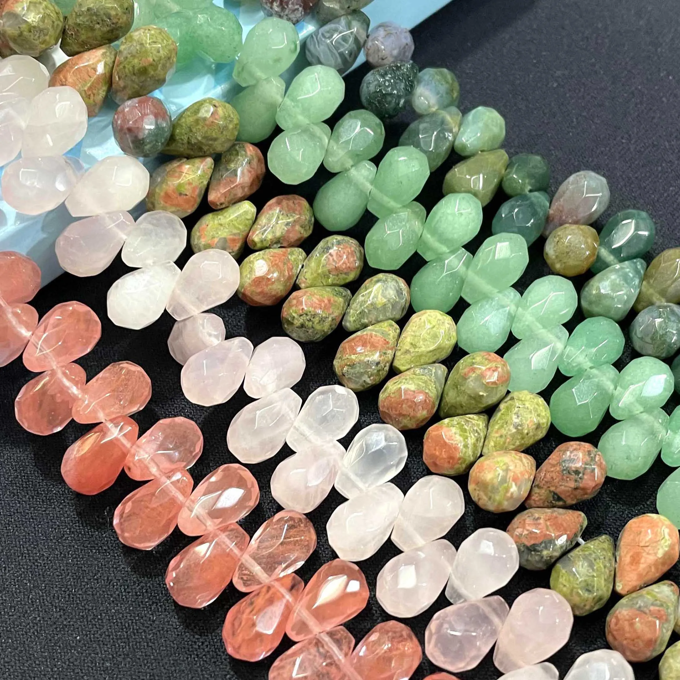 Natural-Stone-Water-Drop-Shape-Faceted-Crystal-Agates-Semifinished ...