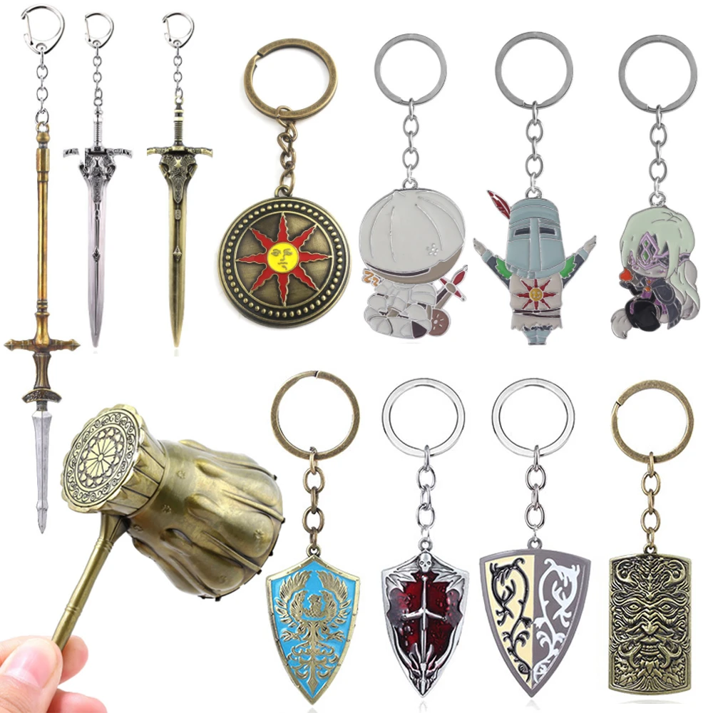 Game Dark Souls Keychain Sun Knight Shield Ornstein Artorias Sword ...