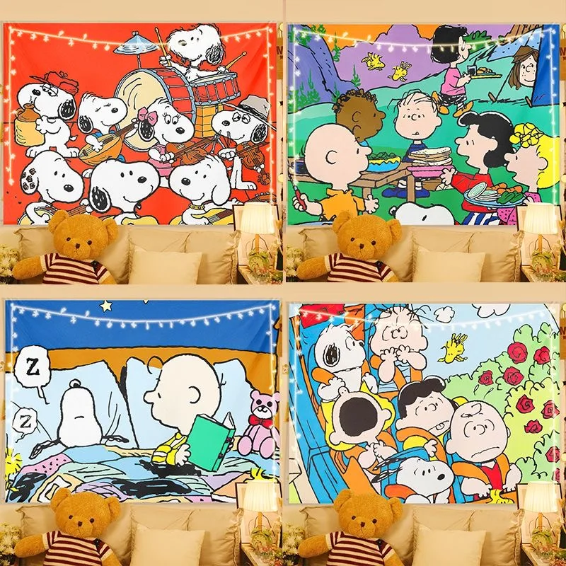 Cartoon-Anime-Snoopy-Printed-Tapestry-Charlie-Linus-Background-Wall ...
