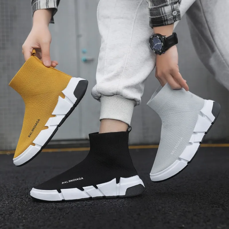 Black-Sock-Sneakers-Men-Casual-Breathable-Weaving-High-Running-Shoes ...