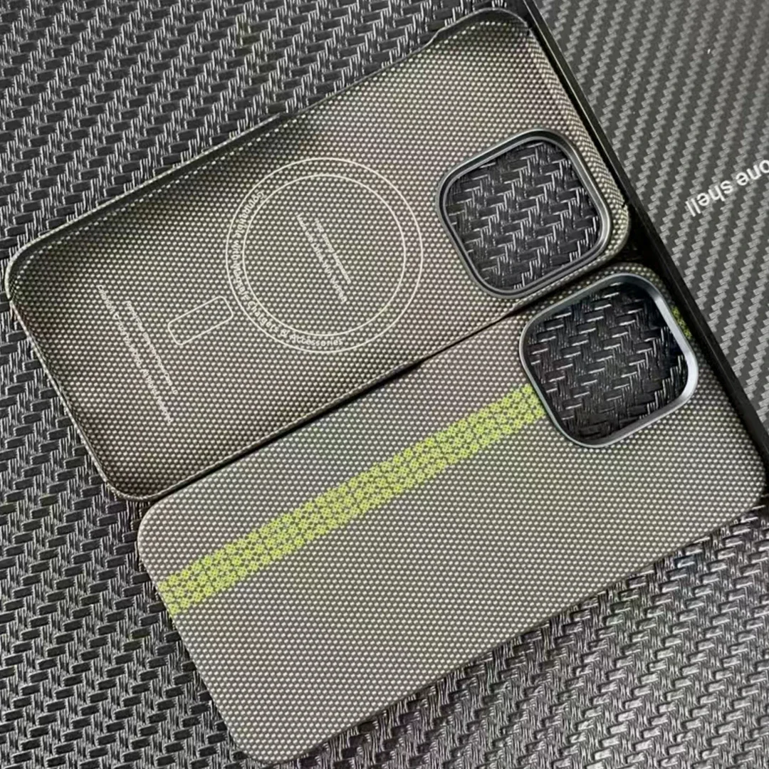 Magnetic 600D Aramid Carbon Fiber i Phone Case Cover On For Magsafe ...