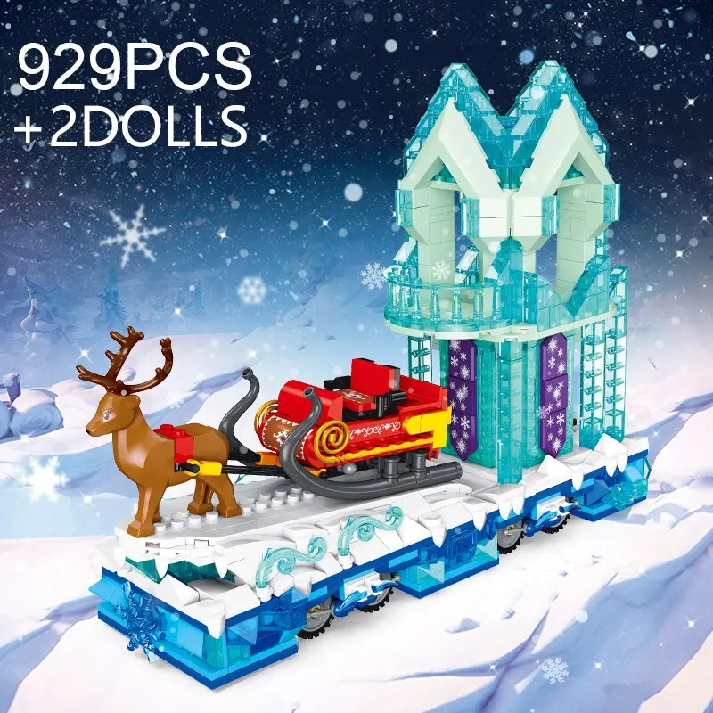 929PCS-Ice-Snow-Castle-Building-Blocks-Reindeer-Sleigh-Car-Princess ...