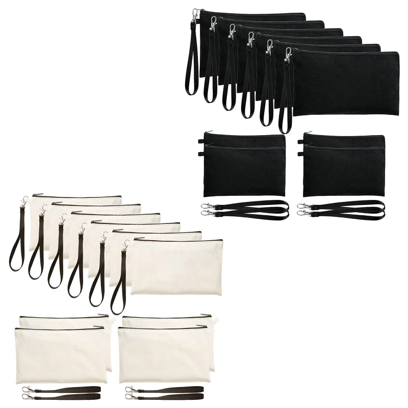 10Pcs-Sublimation-Blank-Bag-with-Zipper-Lanyard-Heat-Transfer-Canvas ...