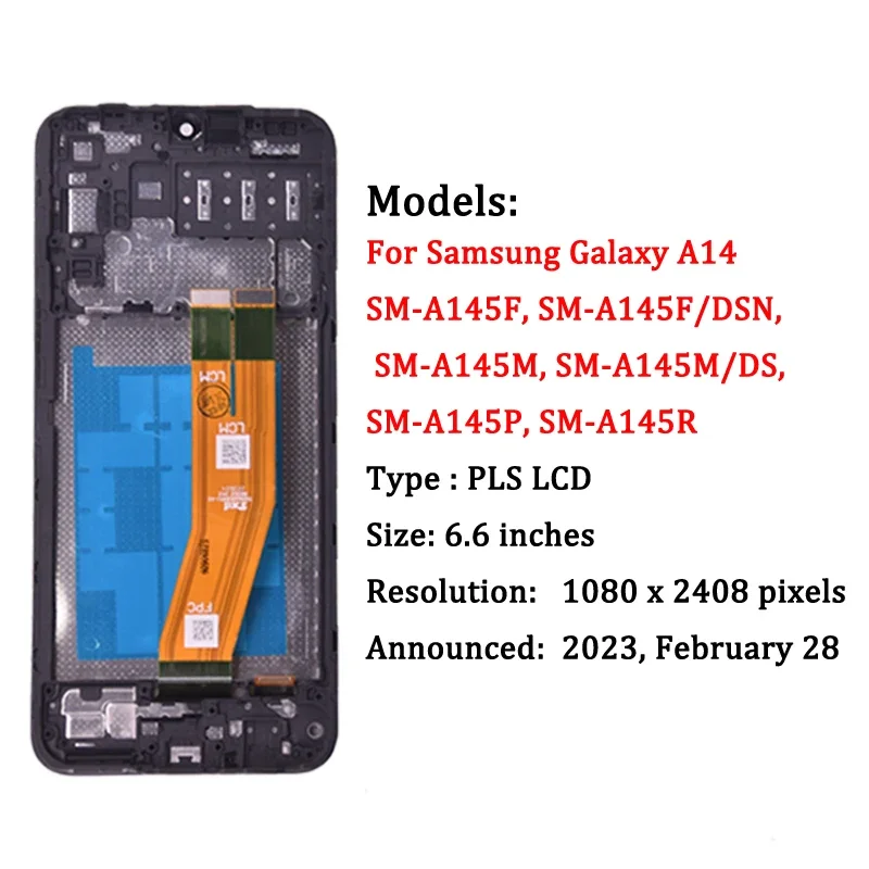 Original für Samsung Galaxy A14 LCD A145F A145F/DSN A145M A145M/DS ...