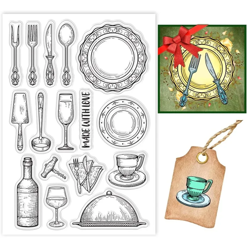 1Sheet-Tableware-Clear-Stamp-Seals-Cooking-PVC-Plastic-Stamps ...