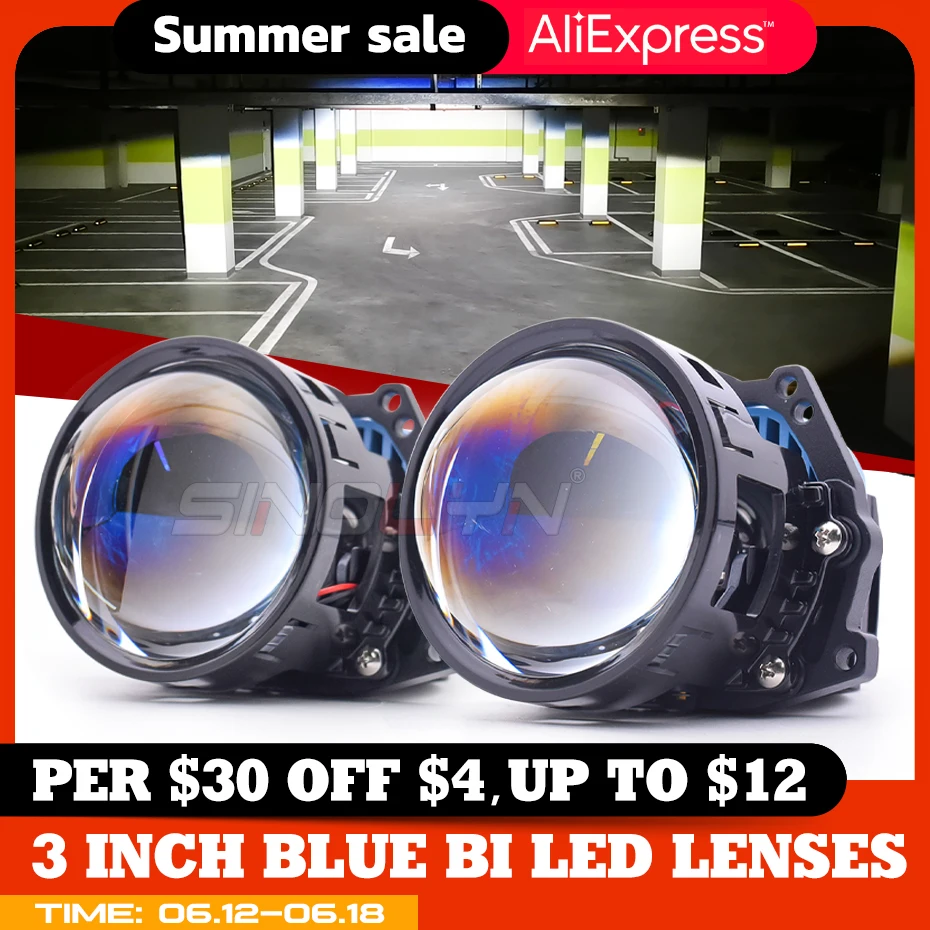 Sinolyn 3 pollici blu Bi LED lenti per H7 LED H4 H1 H11 9005 9006 fari ...