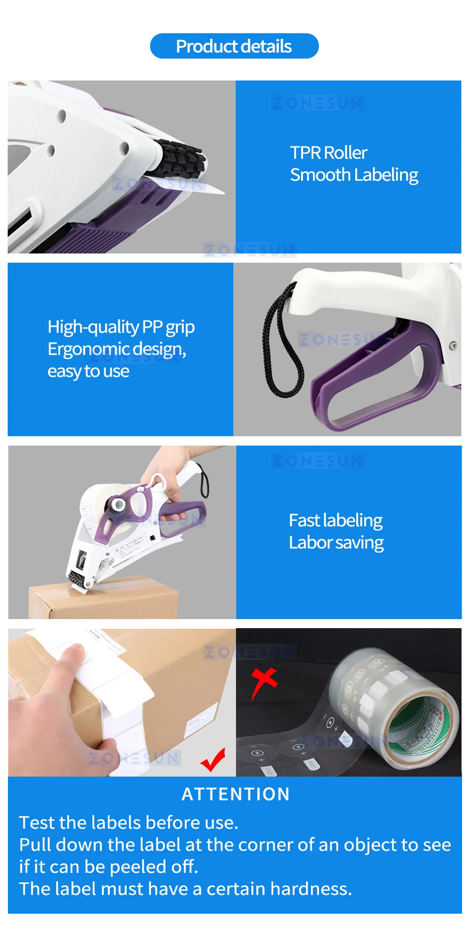 ZS-YH60 Manual Labeling Machine Adhesive Sticker Handheld Price Tag La