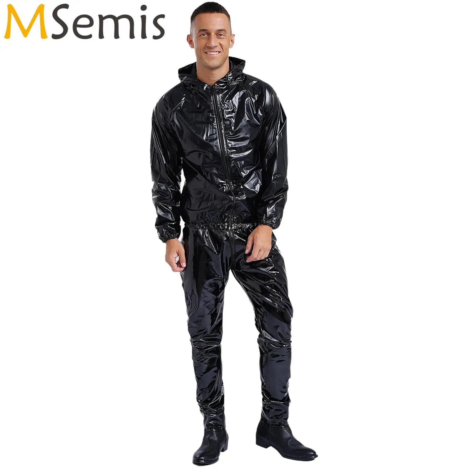 Unisex-Womens-Mens-PVC-Sauna-Sweat-Suit-Exercise-Workout-Outfit-Long ...