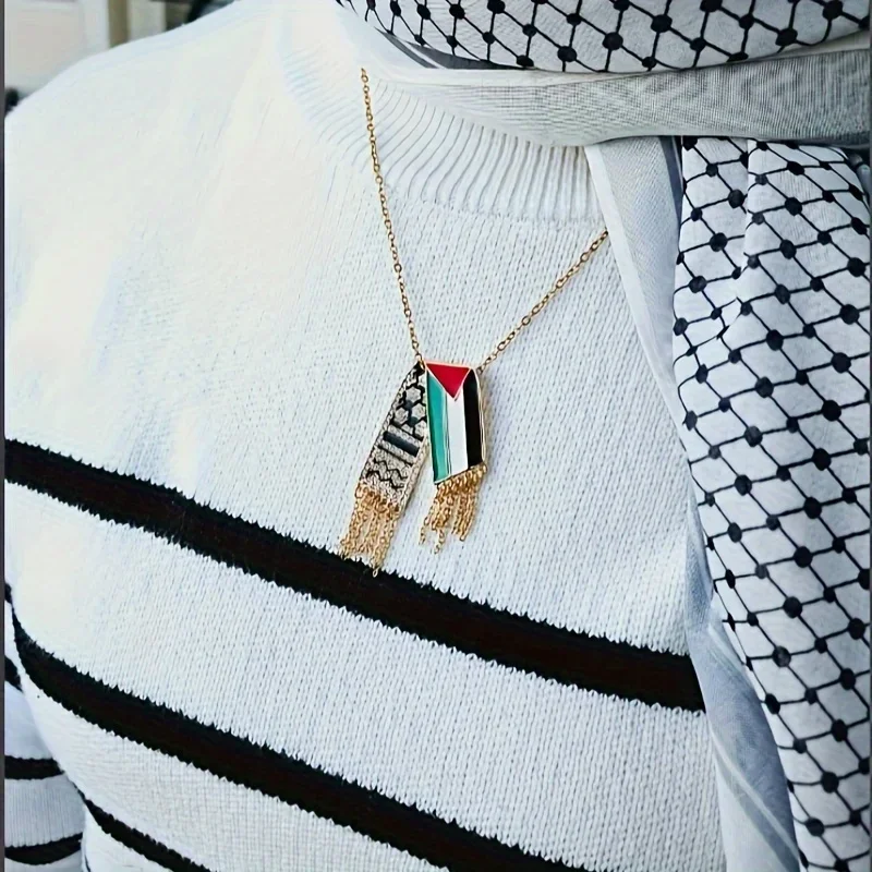 Fashion-Palestine-Israel-scarf-map-Flag-Pendant-necklace-Stainless ...