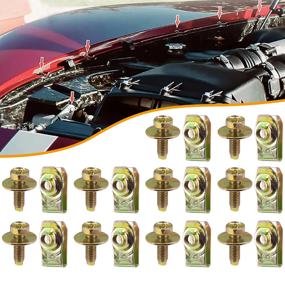 40Pcs-Zinc-Body-Bolts-U-Nuts-Clips-Engine-Bottom-Fender-Liners-Push ...
