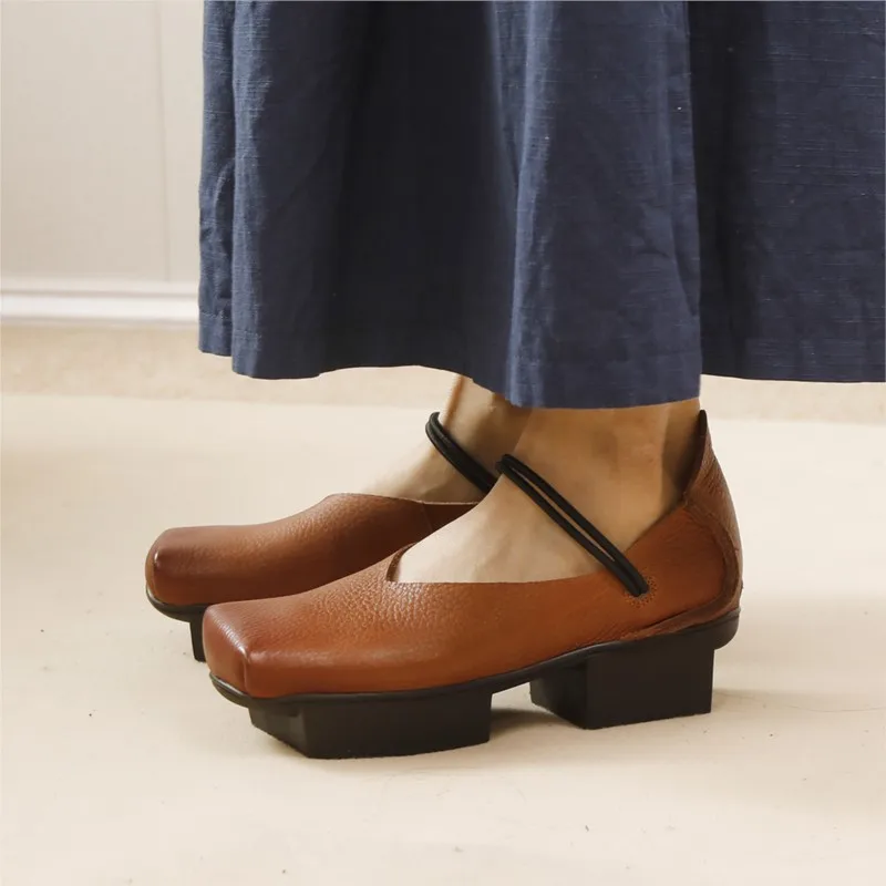 GKTINOO 2026 Spring/Summer New Vintage Real Cowhide Square Toe Women's ...