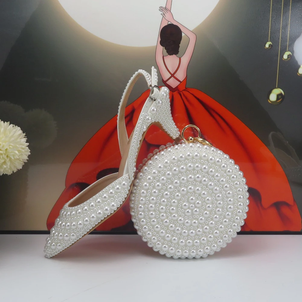Spring-Pointed-Toe-Pearl-Bridal-wedding-shoes-and-Bag-Thin-Heel ...