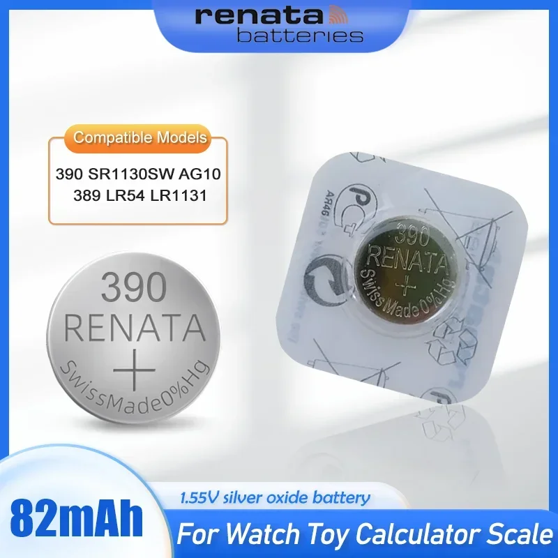 100-Original-Renata-390-SR1130SW-AG10-389-LR54-LR1131-1-55V-Silver ...